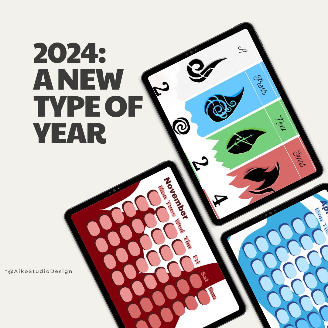 2024 Aesthetic & Elemental Digital Calendar Print - Etsy