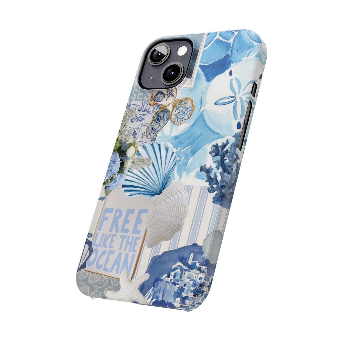 Ocean Blue Coastal Coquette Aesthetic Scrapbook Collage Phone Case for ...