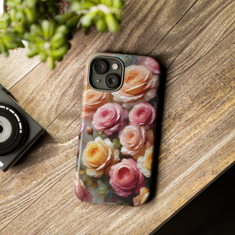 Pastel Roses Oil Painting Phone Case, Pastel Floral Pattern Phone Case, Tough Case for Iphone ...