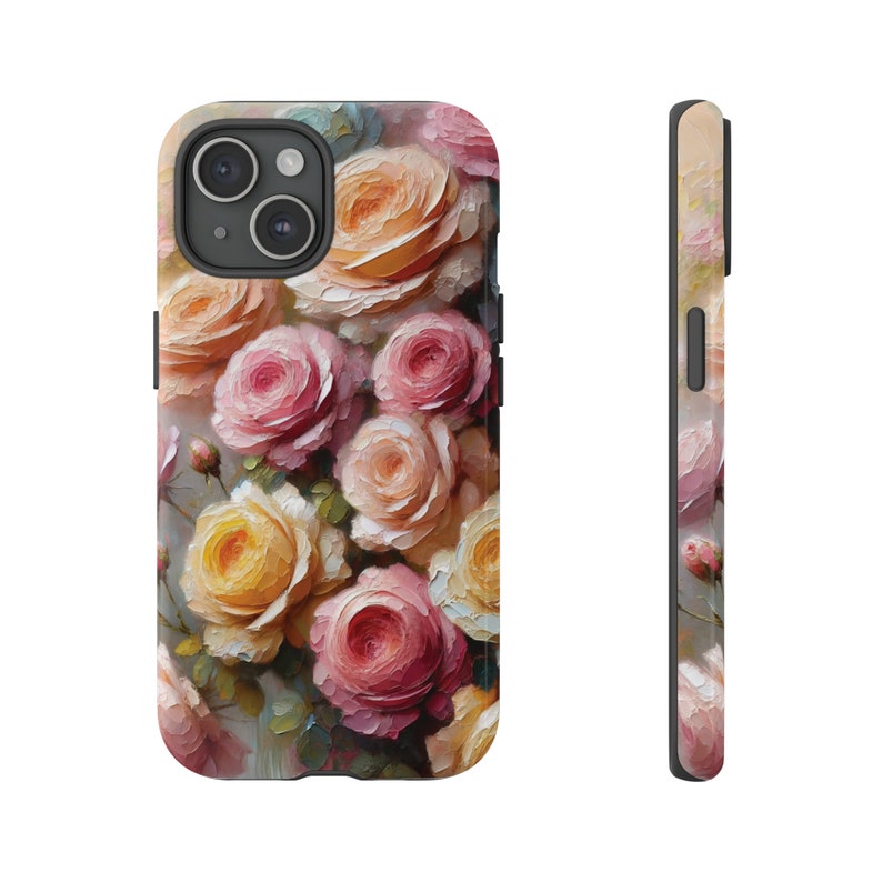 Pastel Roses Oil Painting Phone Case, Pastel Floral Pattern Phone Case, Tough Case for Iphone ...