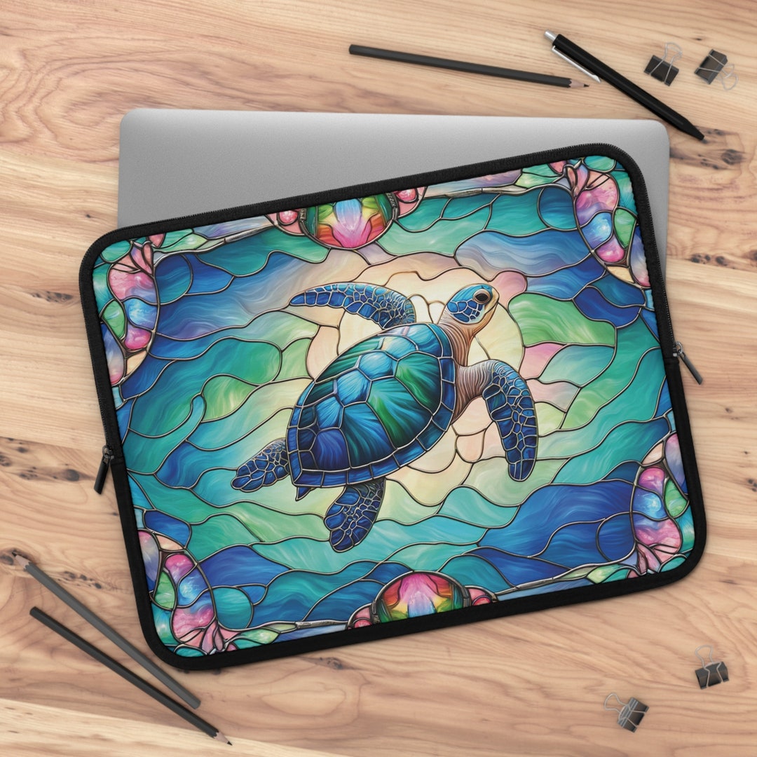 Ocean Sea Turtle Stained Glass Laptop Sleeve, Stained Glass Illusion ...