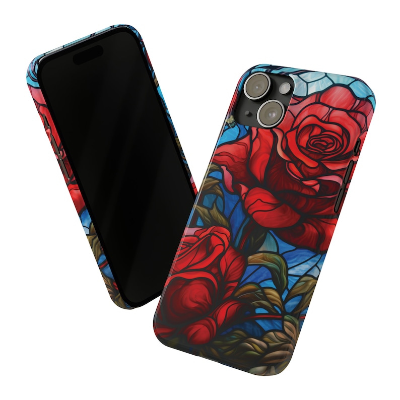 Red Rose Stained Glass Illusion Phone Case, Red Roses Phone Case ...