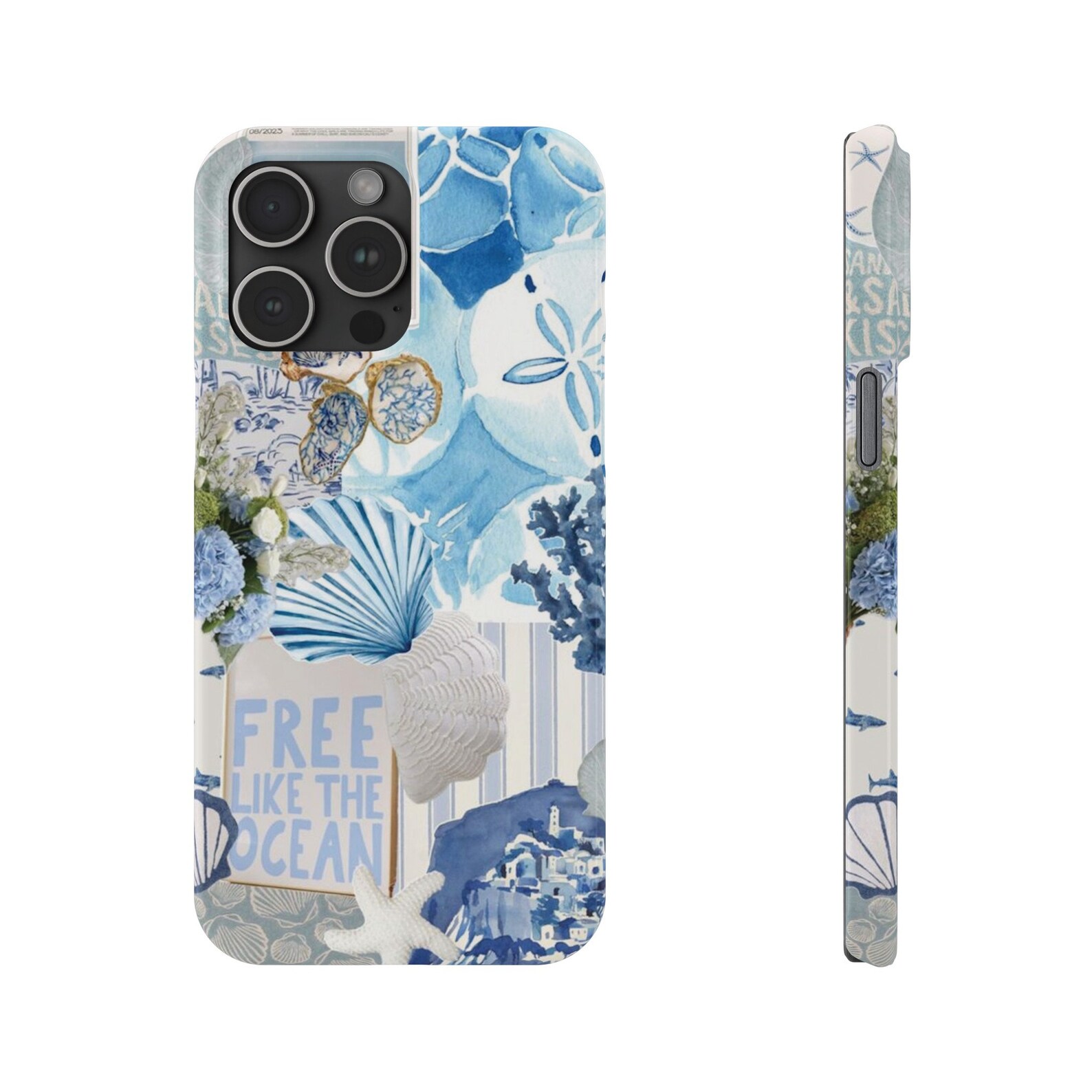 Ocean Blue Coastal Coquette Aesthetic Scrapbook Collage Phone Case for ...