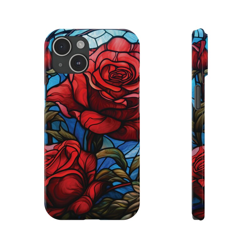 Red Rose Stained Glass Illusion Phone Case, Red Roses Phone Case ...
