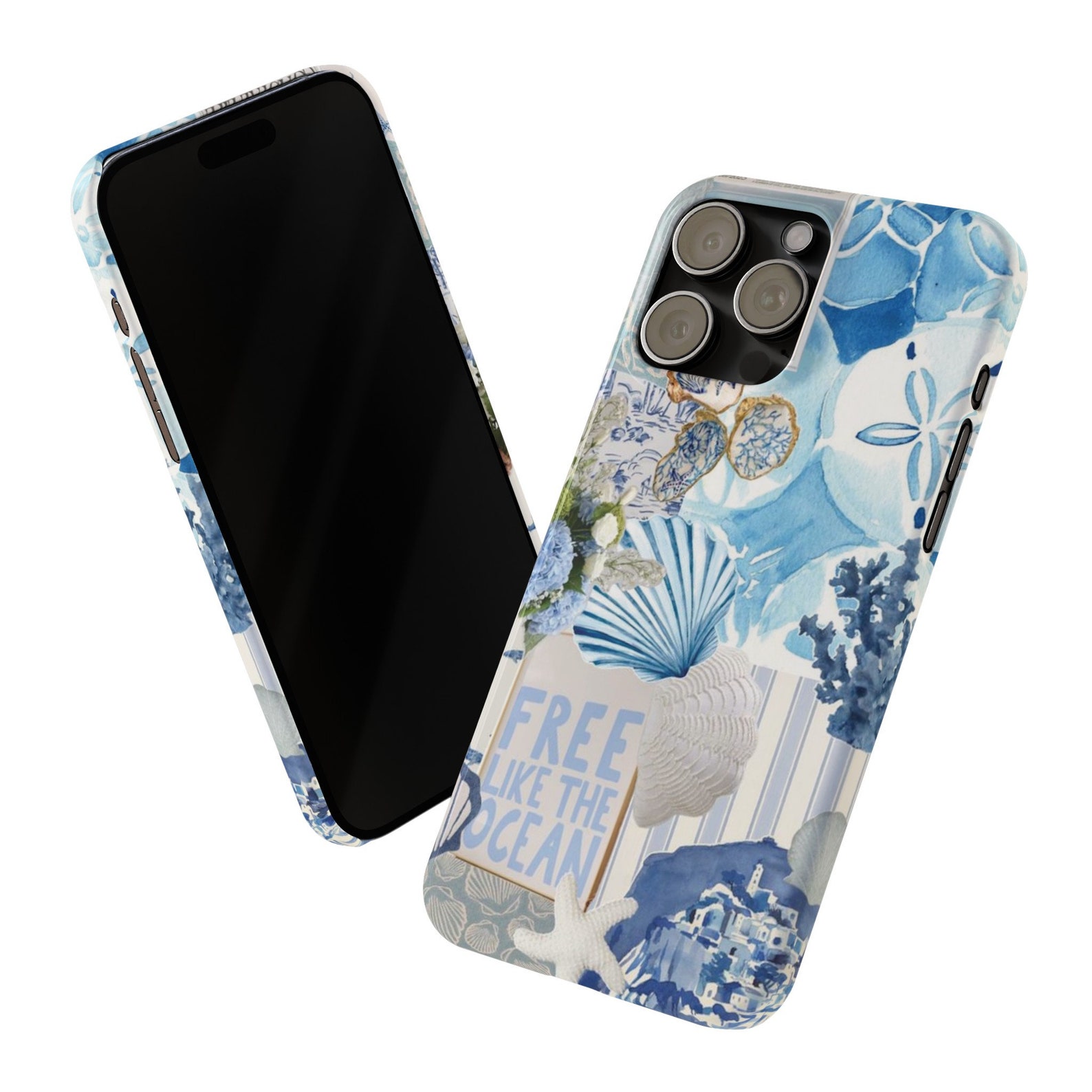 Ocean Blue Coastal Coquette Aesthetic Scrapbook Collage Phone Case for ...