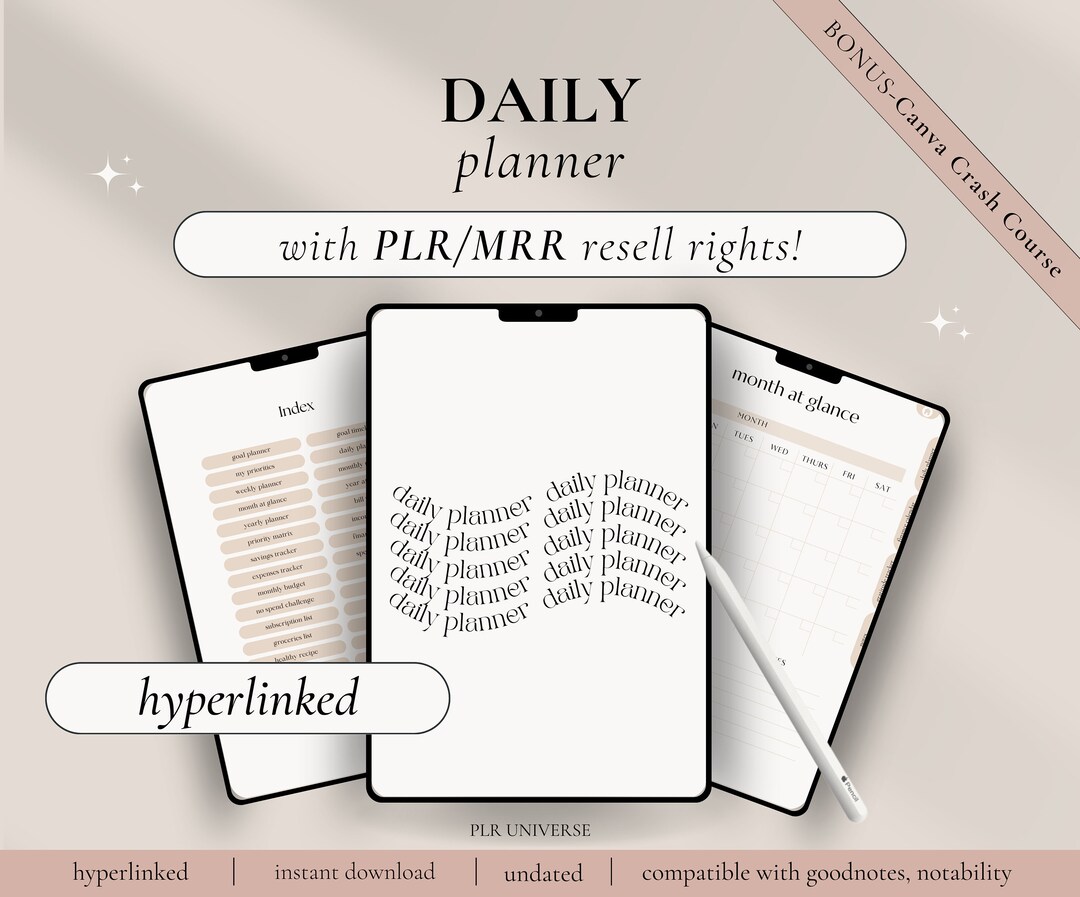 PLR Planners, MRR Digital Planner, PLR Journal, Plr Digital Product ...