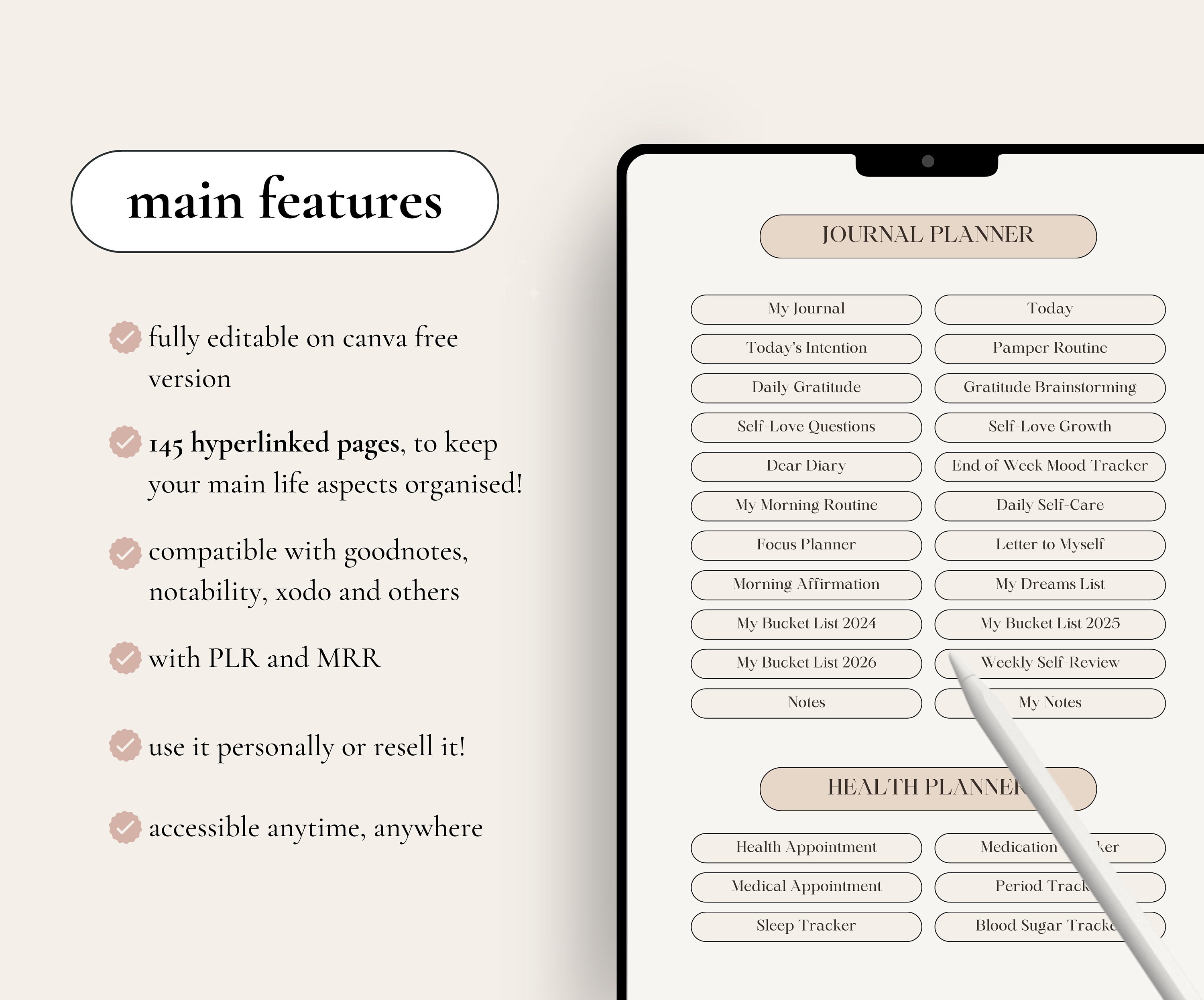 PLR ADHD Planner, Plr Planners, MRR Digital Planner, Plr Journal, Plr ...