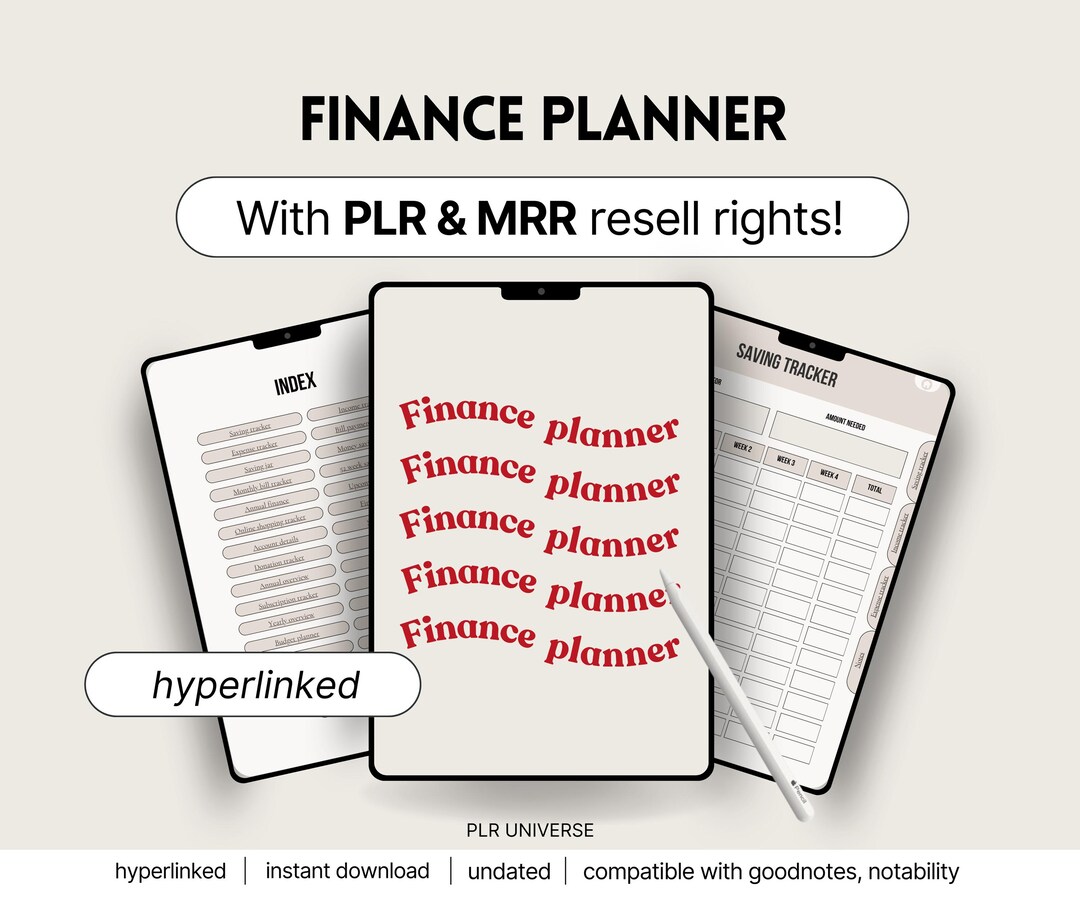 PLR Finance Planner, PLR Planner, MRR Digital Planner, Plr Digital ...