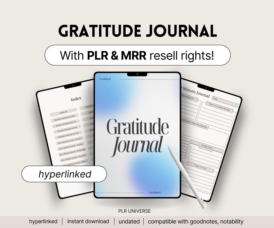 PLR Gratitude Journal, PLR Planners, MRR Digital Planner, Plr Digital ...