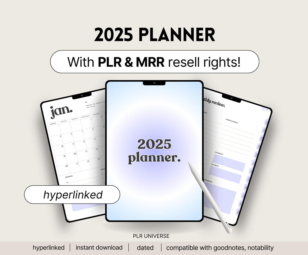 PLR 2025 Digital Planner, PLR Planner MRR Digital Planner Plr Digital ...