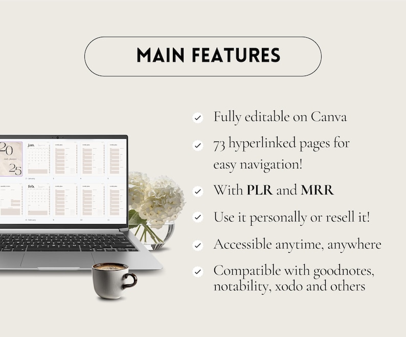 PLR 2025 Digital Planner, PLR Planner MRR Digital Planner Plr Digital ...