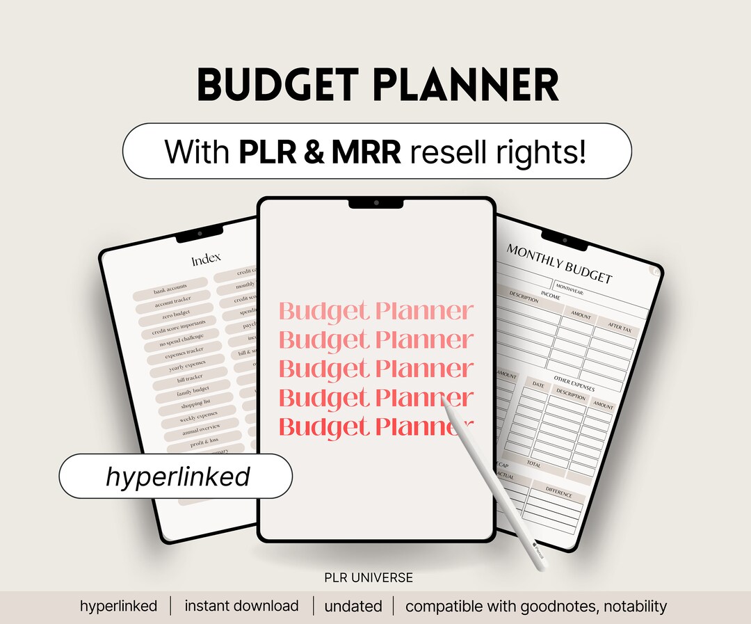 PLR Budget Planner, PLR Planners, MRR Digital Planner, Plr Journal, Plr ...