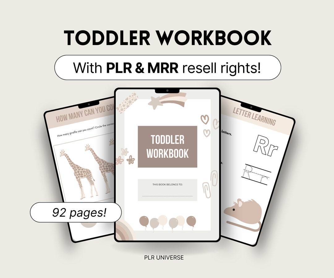 PLR Children, Toddler Workbook, Plr Digital Planner, Resale Rights, Plr ...