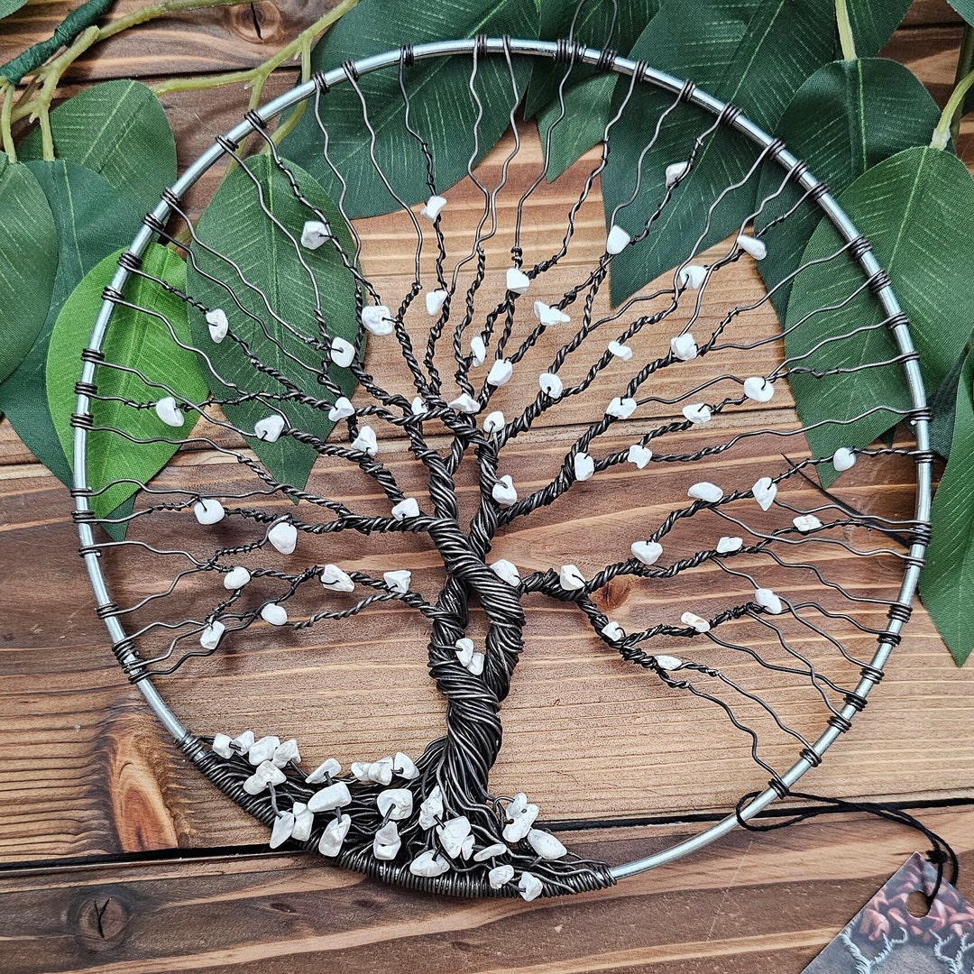 Wire Tree of Life Sculpture With Howlite Gemstones 7.25 Inch Black Wire ...