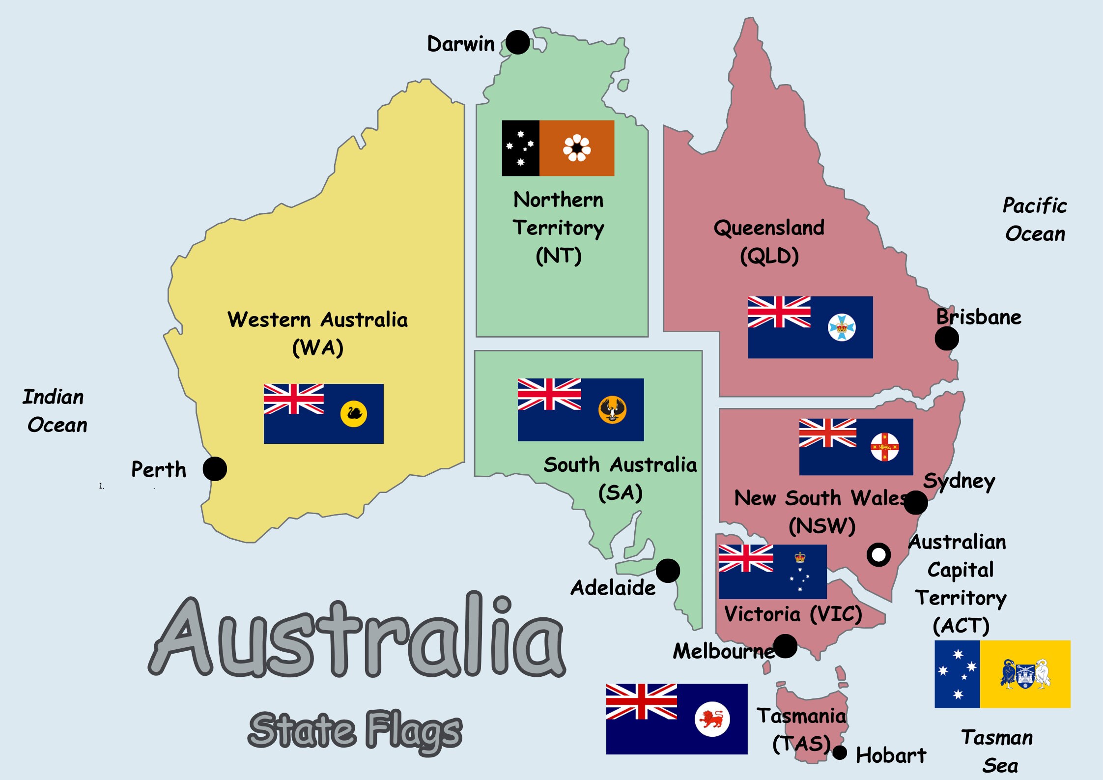 Printable Australia Map | Australia Map Print | Australia Map | Study Map | Kids Australia Map ...