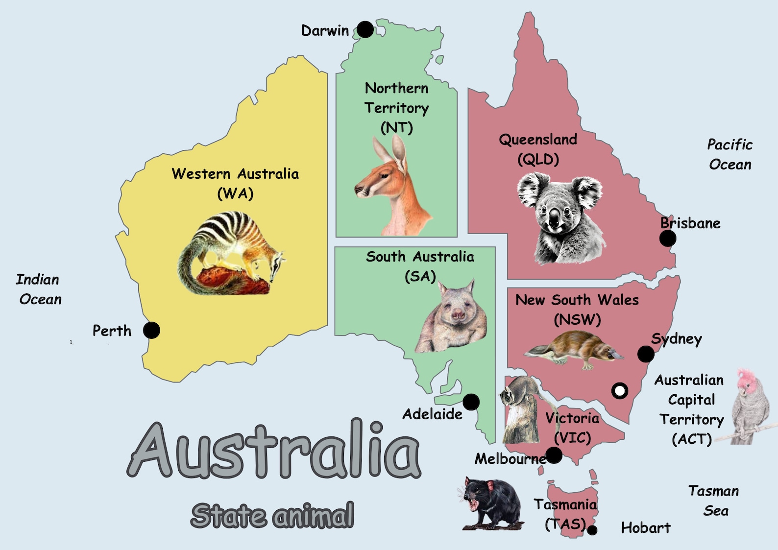 Printable Australia Map | Australia Map Print | Australia Map | Study ...