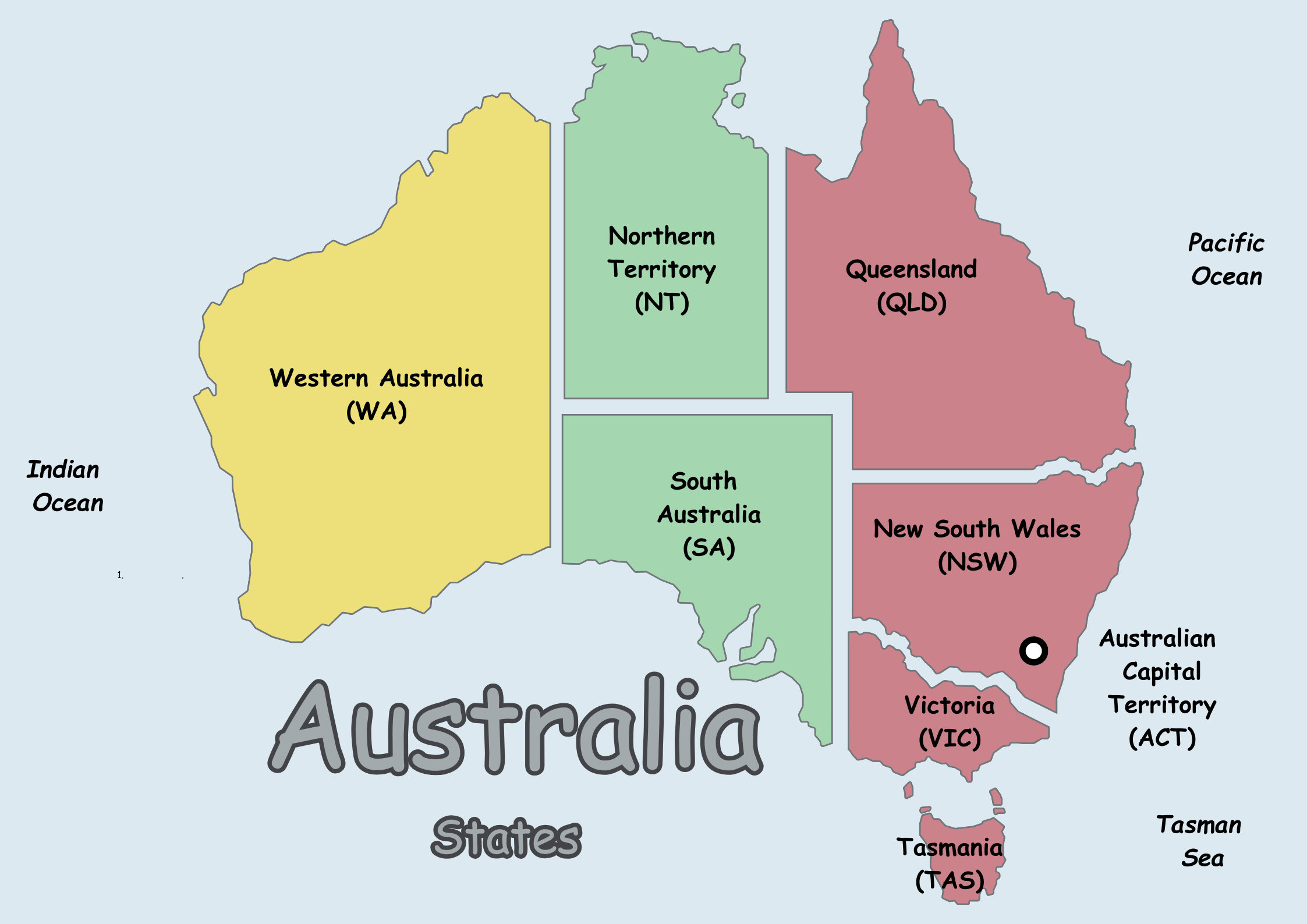 Printable Australia Map | Australia Map Print | Australia Map | Study ...