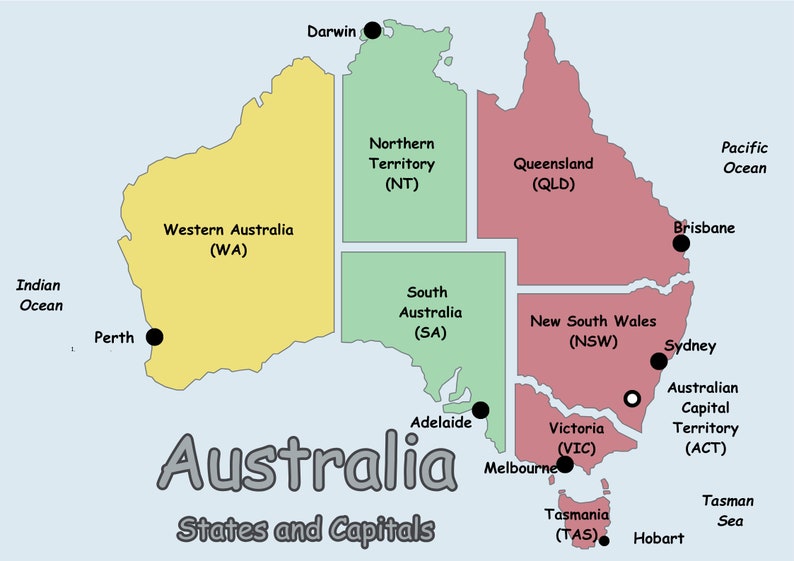 Printable Australia Map | Australia Map Print | Australia Map | Study ...
