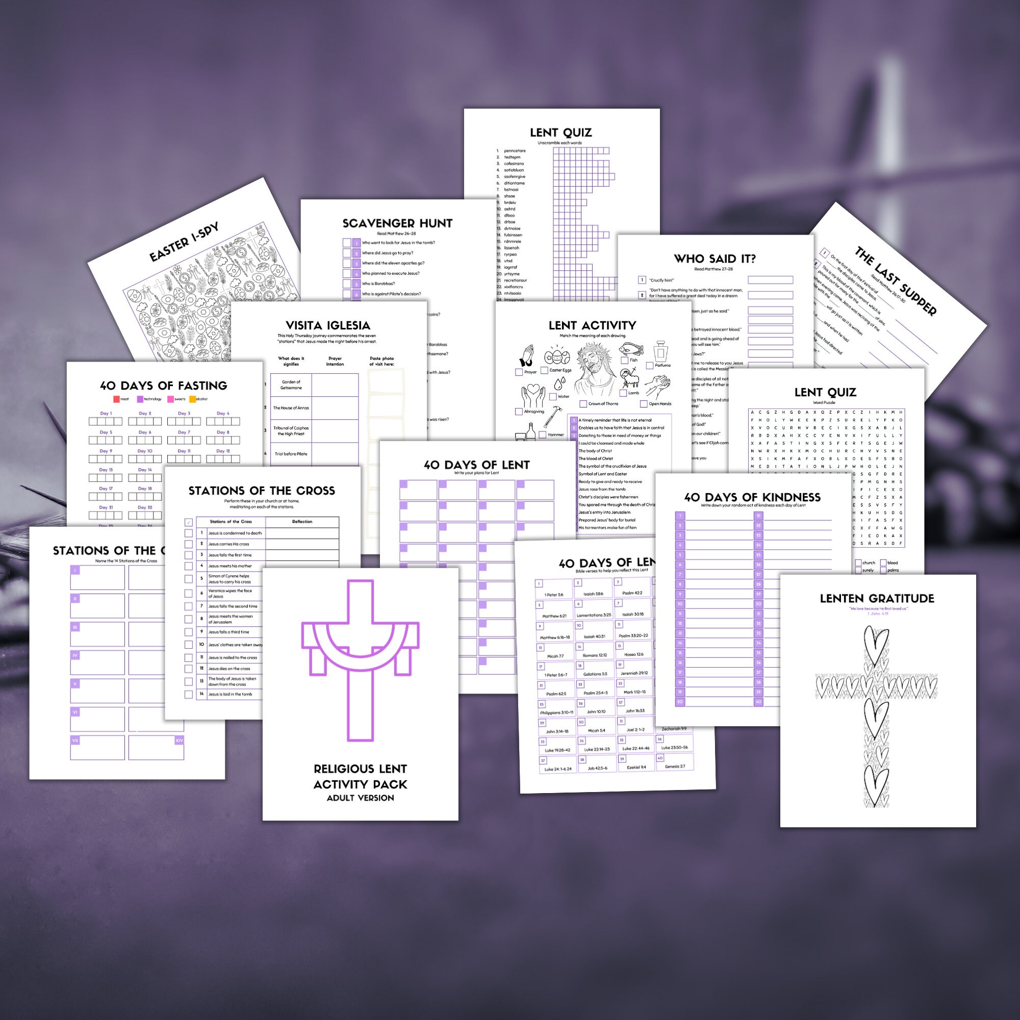 Digital Lent Activity Pack for Adults Lent Calendar Ash Wednesday ...