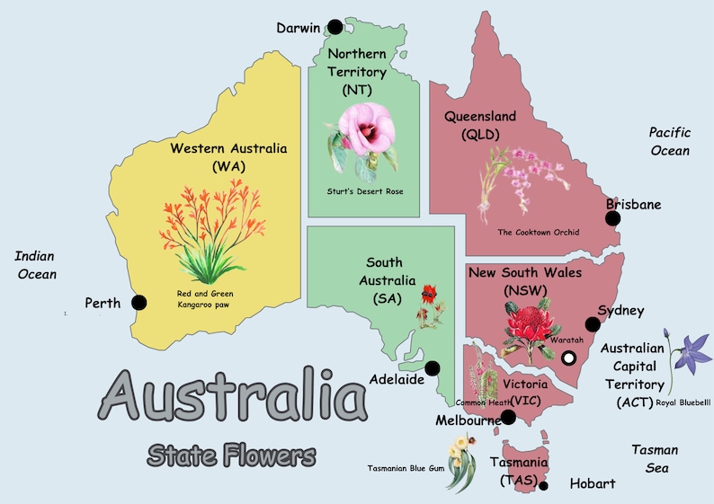 Printable Australia Map | Australia Map Print | Australia Map | Study ...