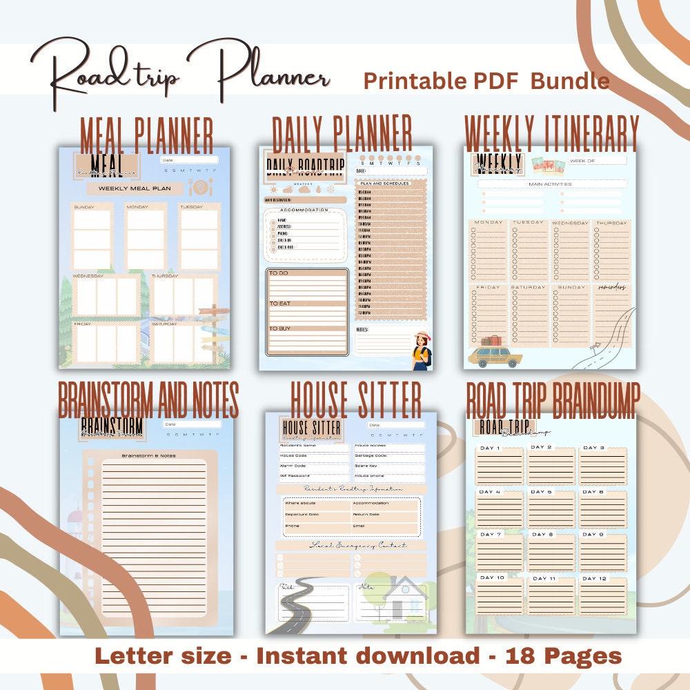 Digital Road Trip Planner - Printable Vacation Itinerary & Travel ...
