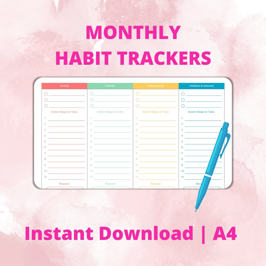 Monthly Habit Tracker | Habit Tracker | Habit Tracker Printable ...