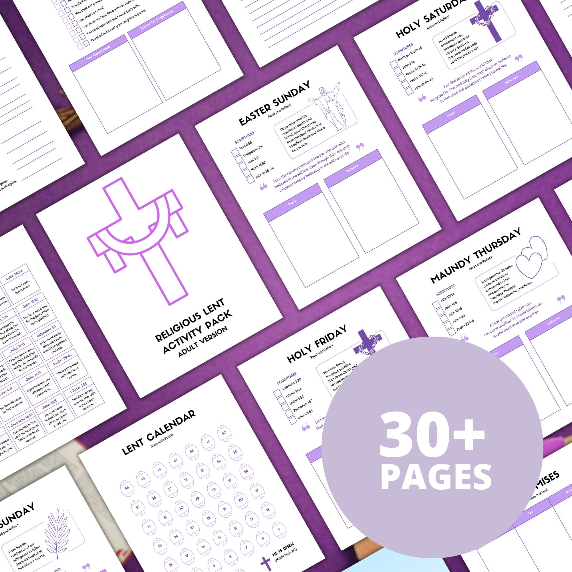 Digital Lent Activity Pack for Adults Lent Calendar Ash Wednesday ...