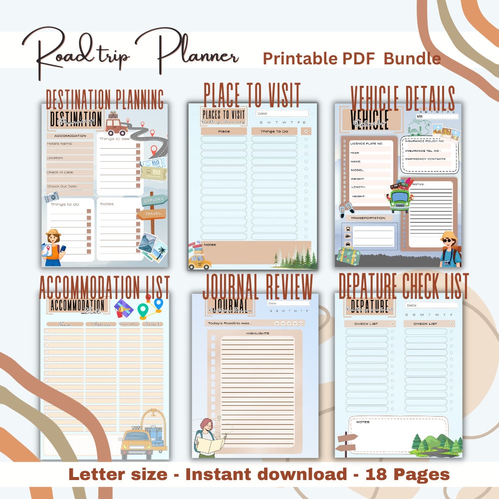 Digital Road Trip Planner - Printable Vacation Itinerary & Travel ...