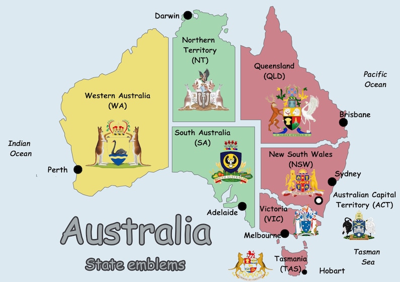 Printable Australia Map | Australia Map Print | Australia Map | Study ...