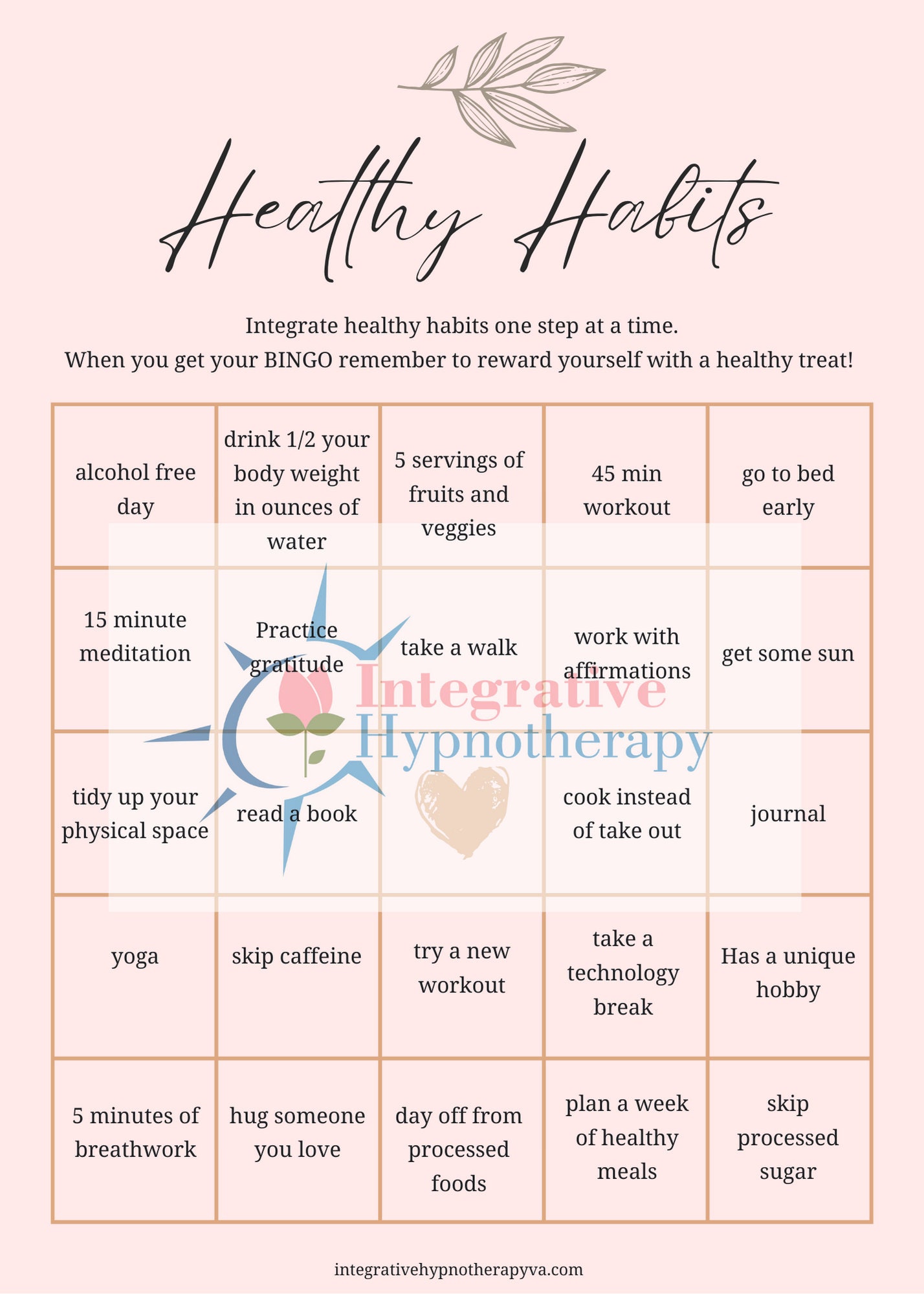 Healthy Habit Bingo - Etsy