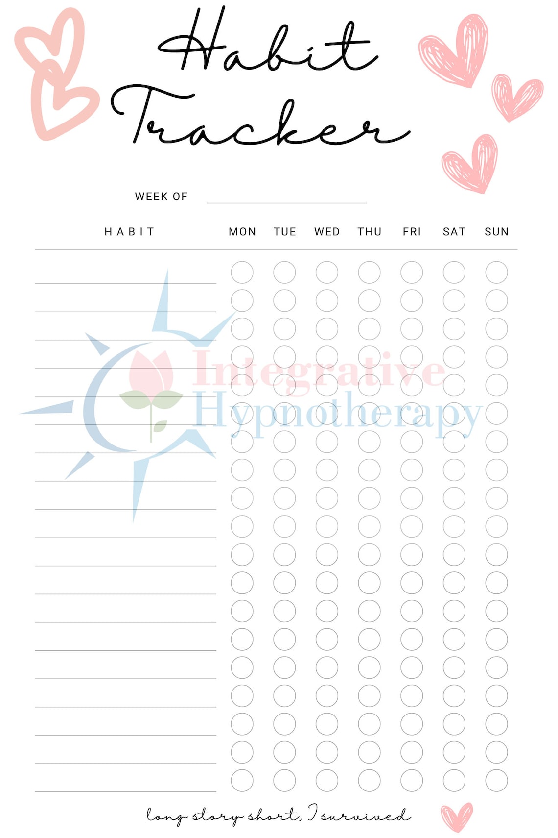 Habit Tracker Self Love Habit Tracker February Habit Tracker Heart ...
