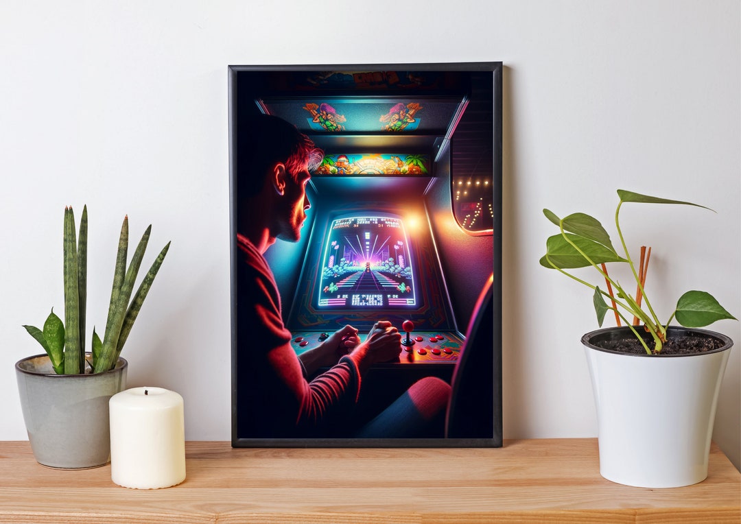 Retro Arcade Cabinet Digital Art Print 80s Gaming Console - Etsy