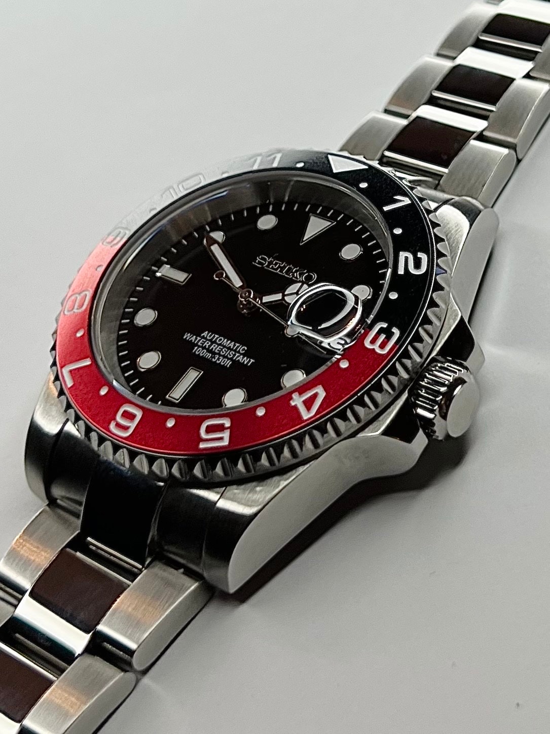 Coke Dual Time Custom Seiko Mod Automatic Dive Watch oyster - Etsy