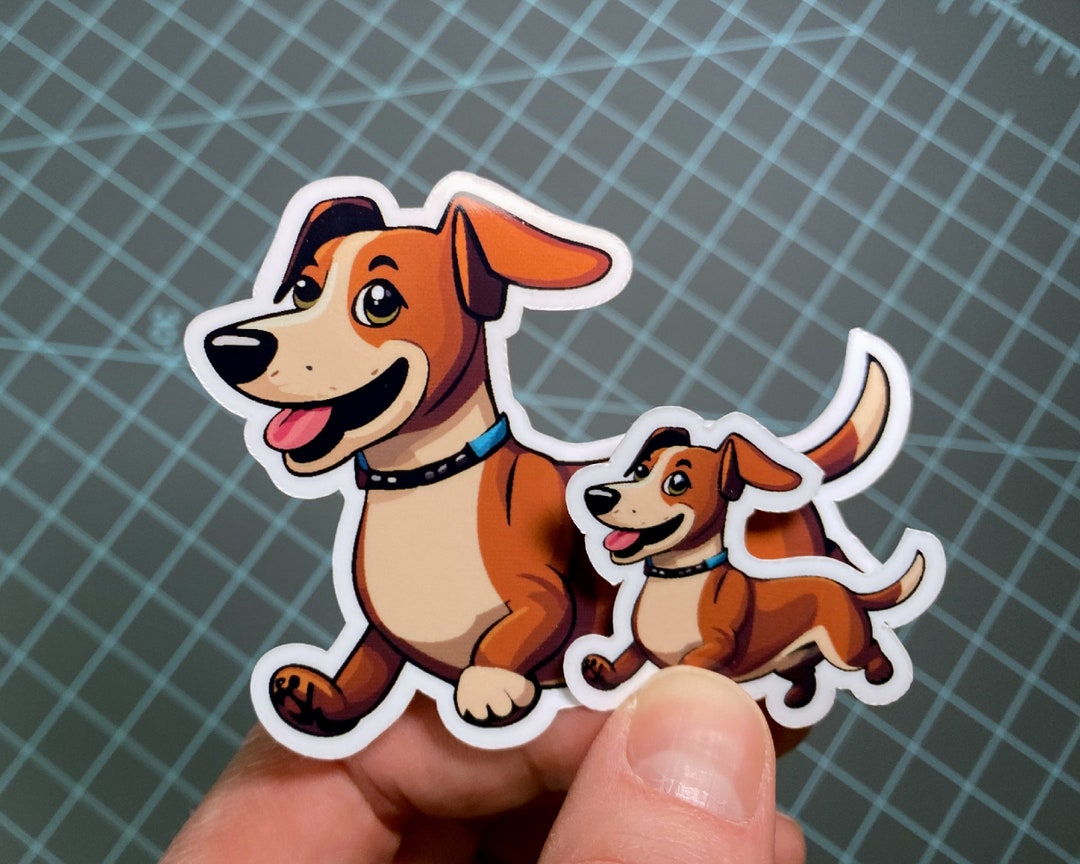 Cute Dachshund Die Cut Sticker, Water Bottle Sticker, Laptop Sticker ...