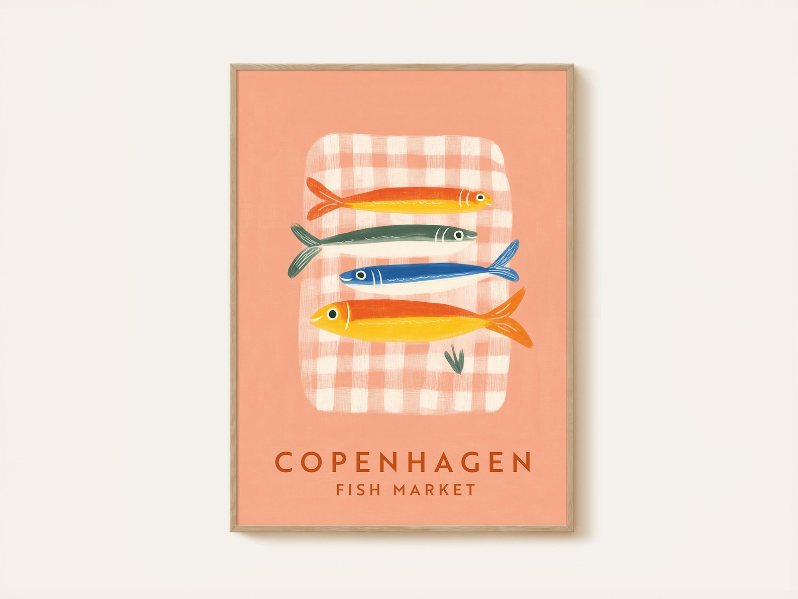 Copenhagen Fish Market Print - Scandinavian Sardine Poster, Blush Hygge ...