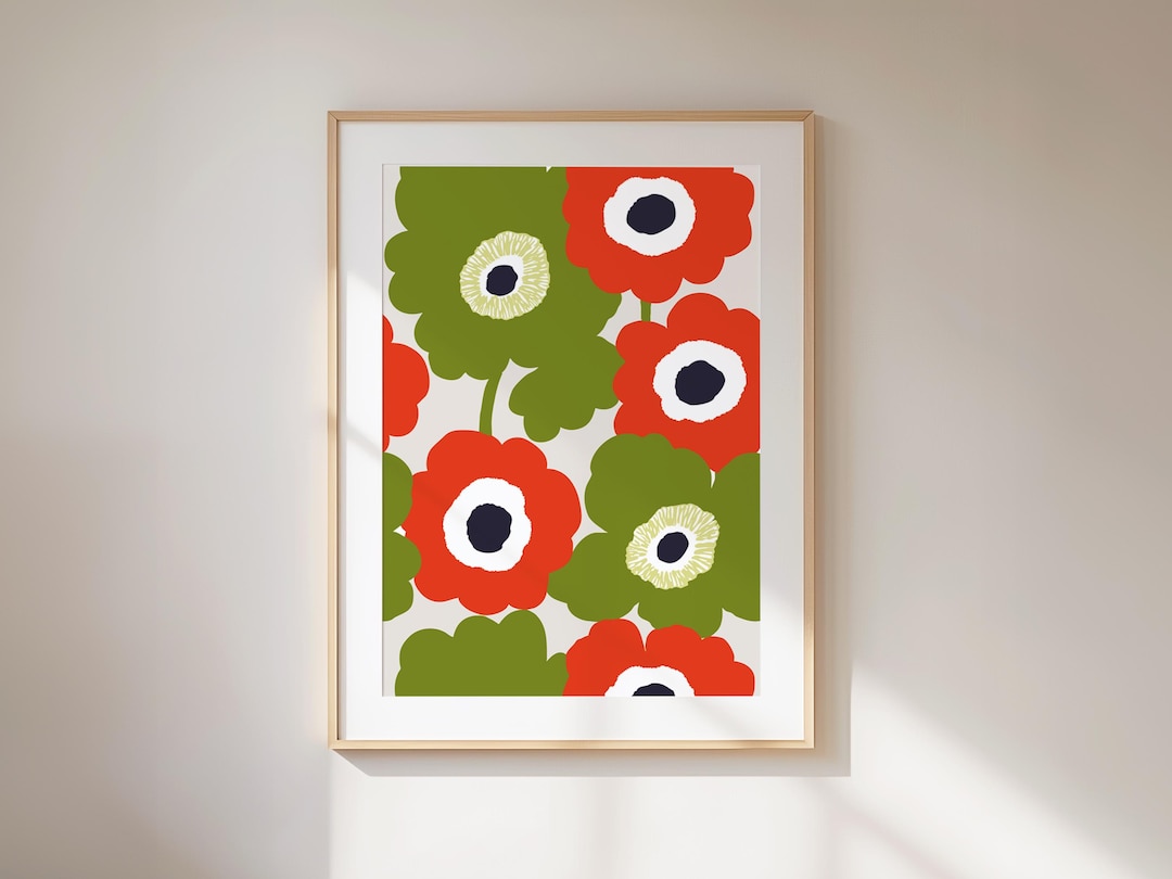 Scandinavian Floral Wall Art - Marimekko Inspired Flower Poster, Boho ...