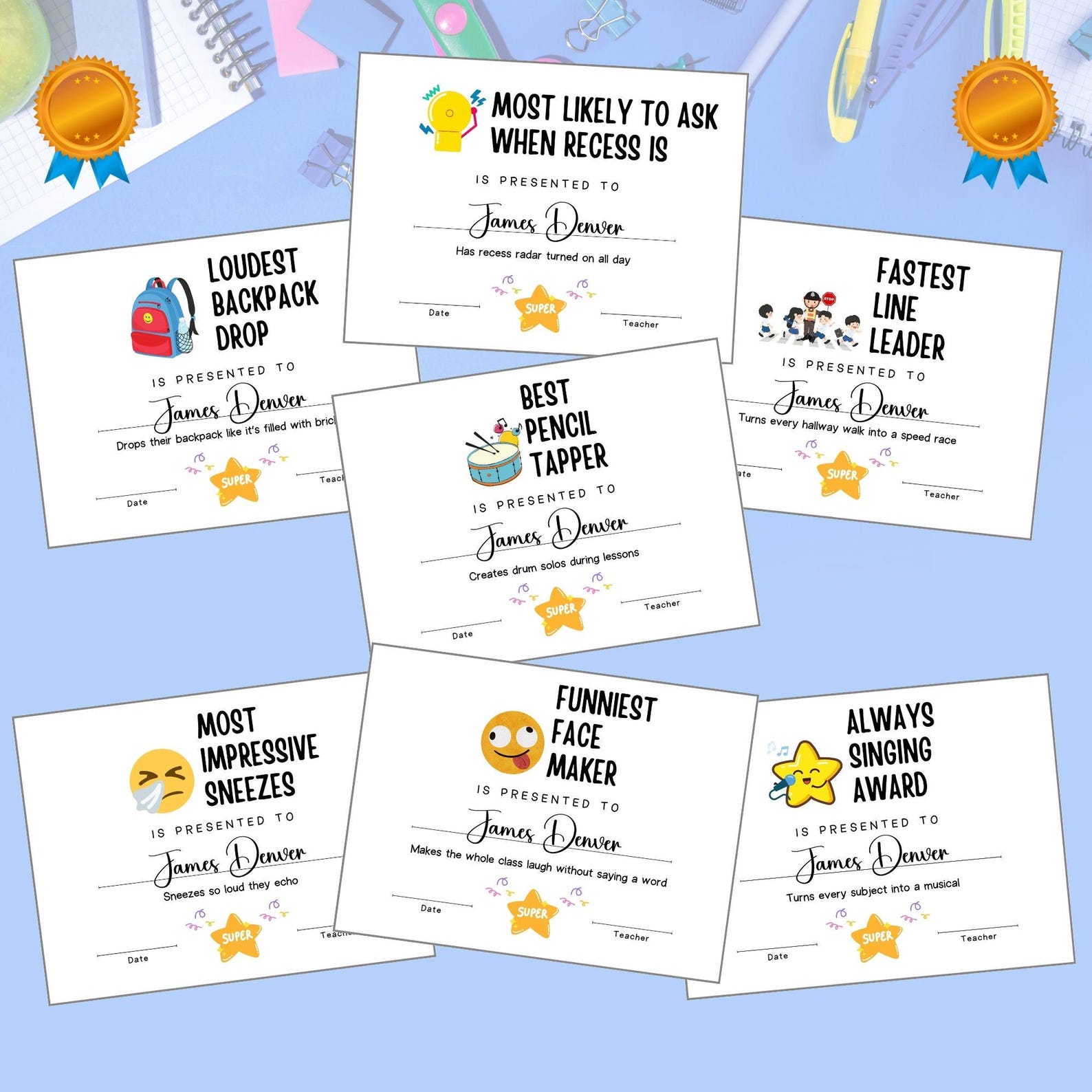 Funny Teacher Certificates, Editable Awards for End of Year Gifts ...