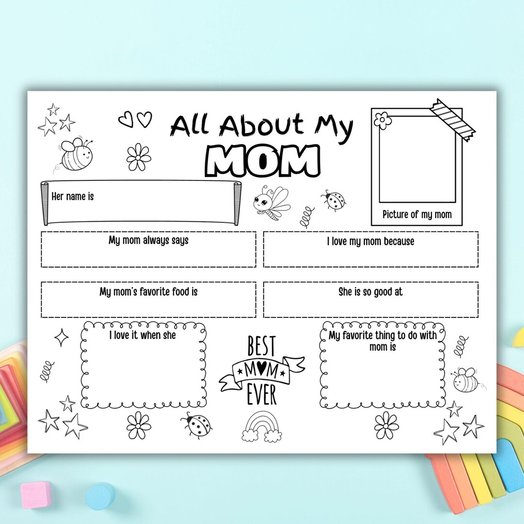 All About My Mom Worksheet, Mother's Day Printable, Kids Gift ...