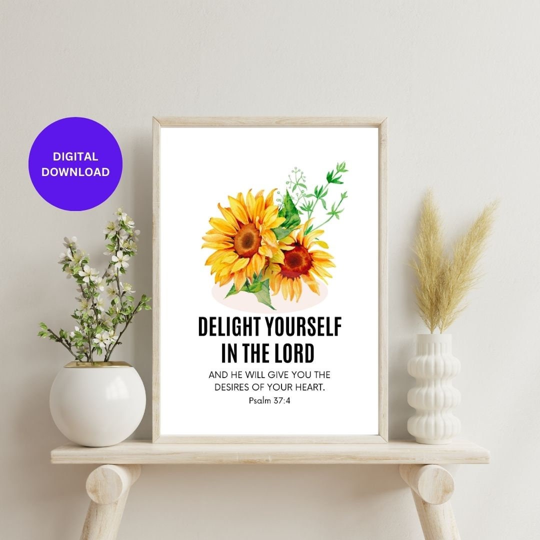 Psalm 37:4 Delight Yourself in the Lord Scripture Wall Art, Bible Verse ...