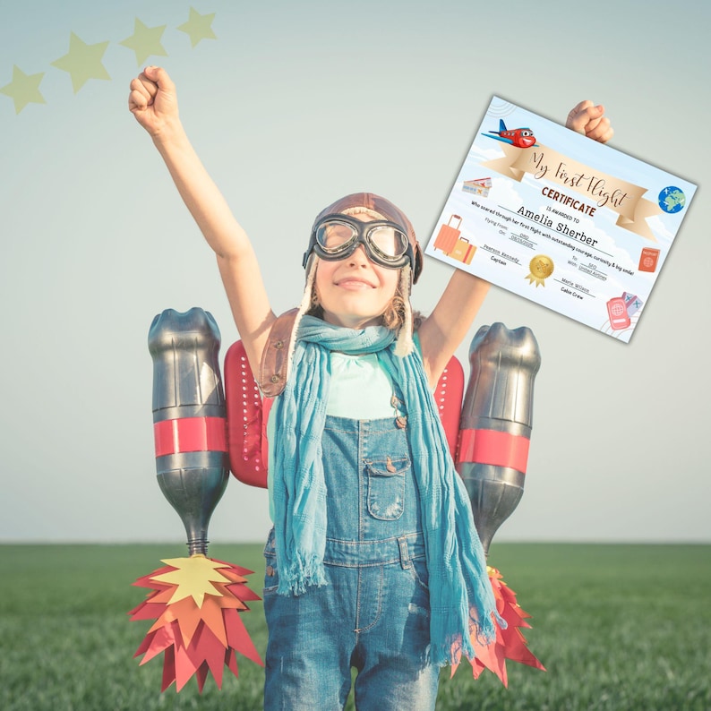 My First Flight Certificate, Editable Kids Award, Milestone Keepsake ...