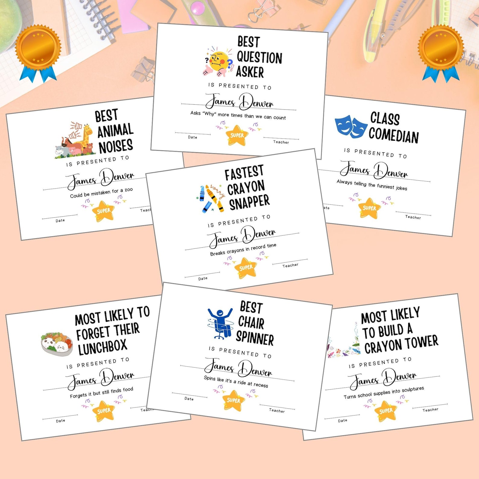 Editable Funny Teacher Awards: End-of-year Digital Certificates for ...