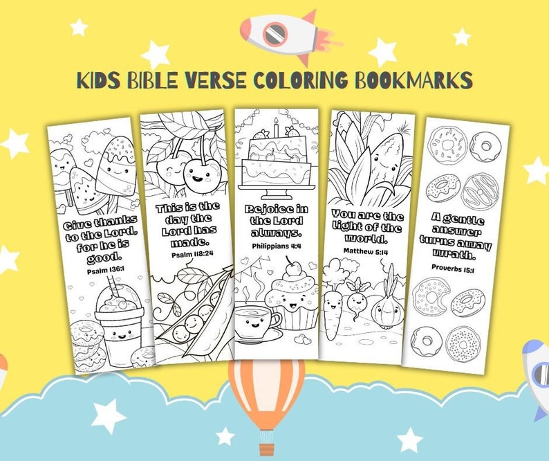 Printable Kids' Bible Verse Coloring Bookmarks, Sunday School Set of 5 ...