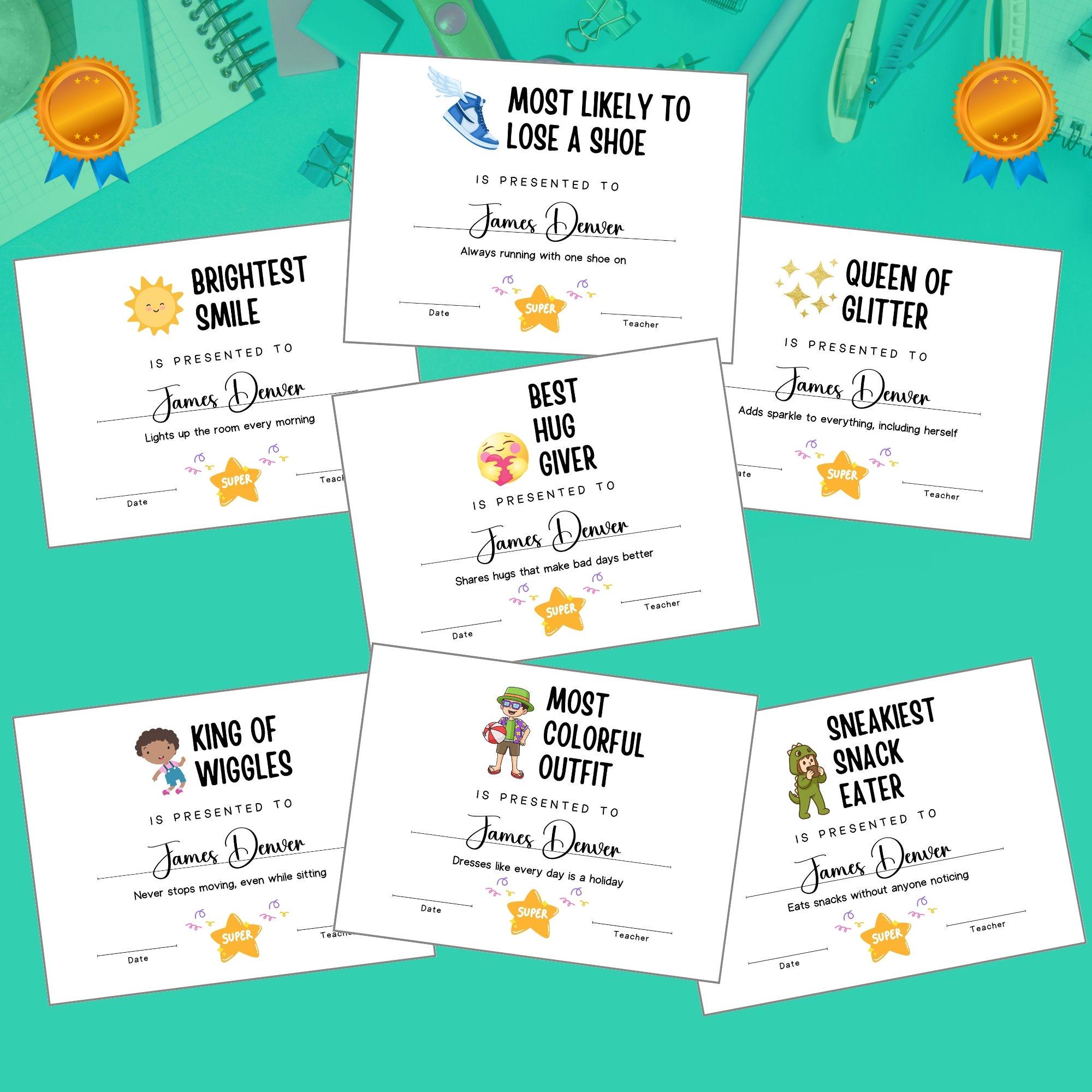 Editable Funny Teacher Awards: End-of-year Digital Certificates for ...