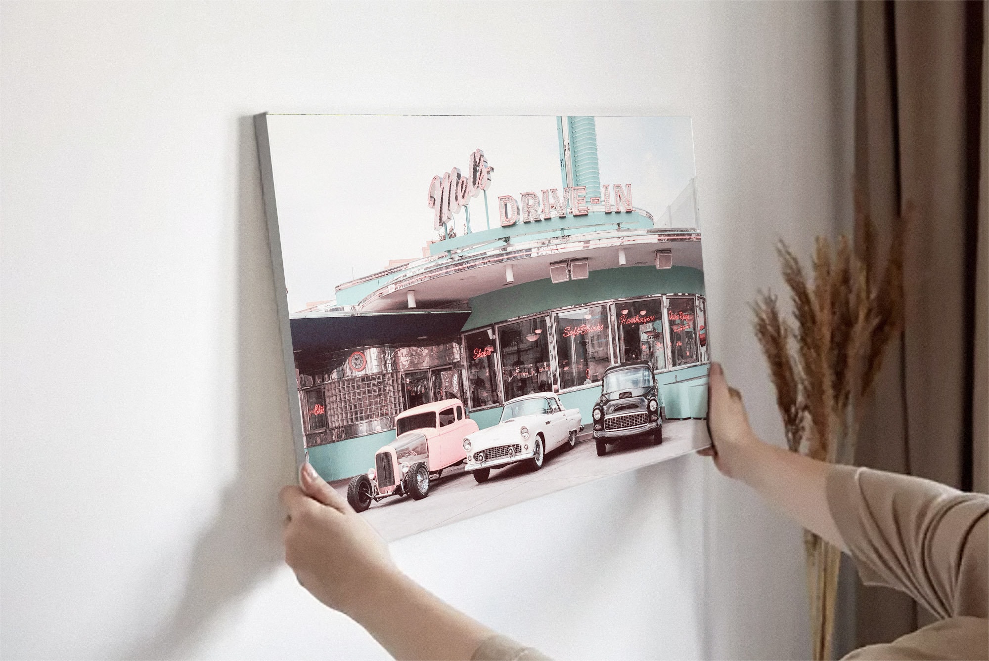 Mel's Drive in Photo Paper Print or Canvas, American Diner Decor, Pink ...