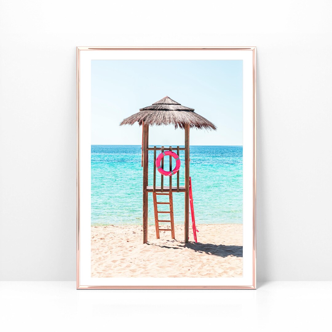 Pink Lifeguard Tower Photo Print or Canvas, Coastal Wall Art, Girly ...