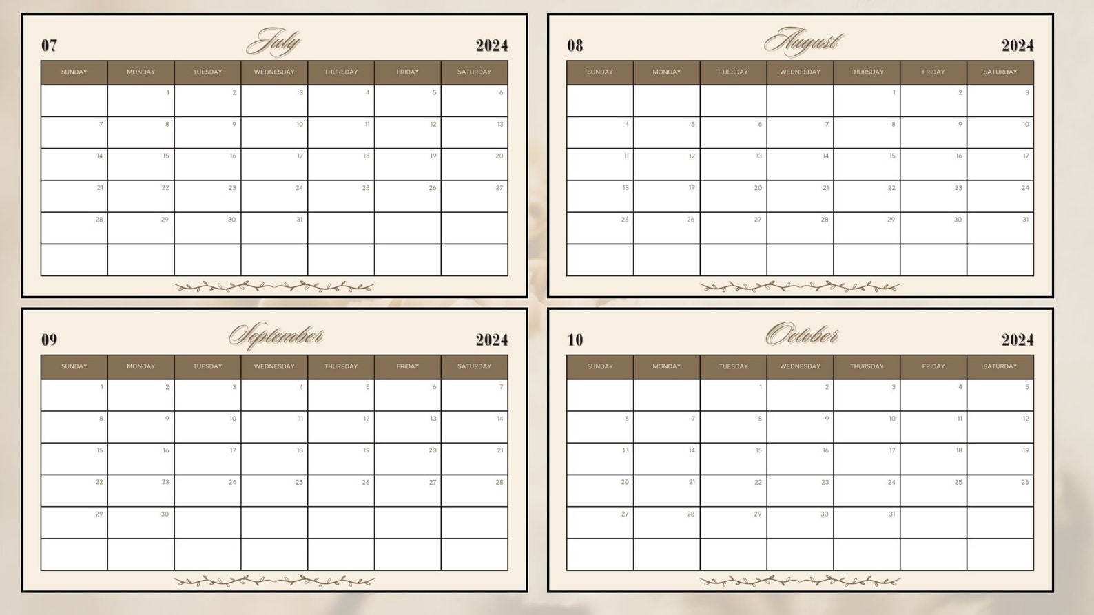 Printable 2024 Monthly Calendar - Etsy