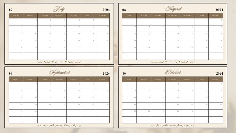Printable 2024 Monthly Calendar - Etsy