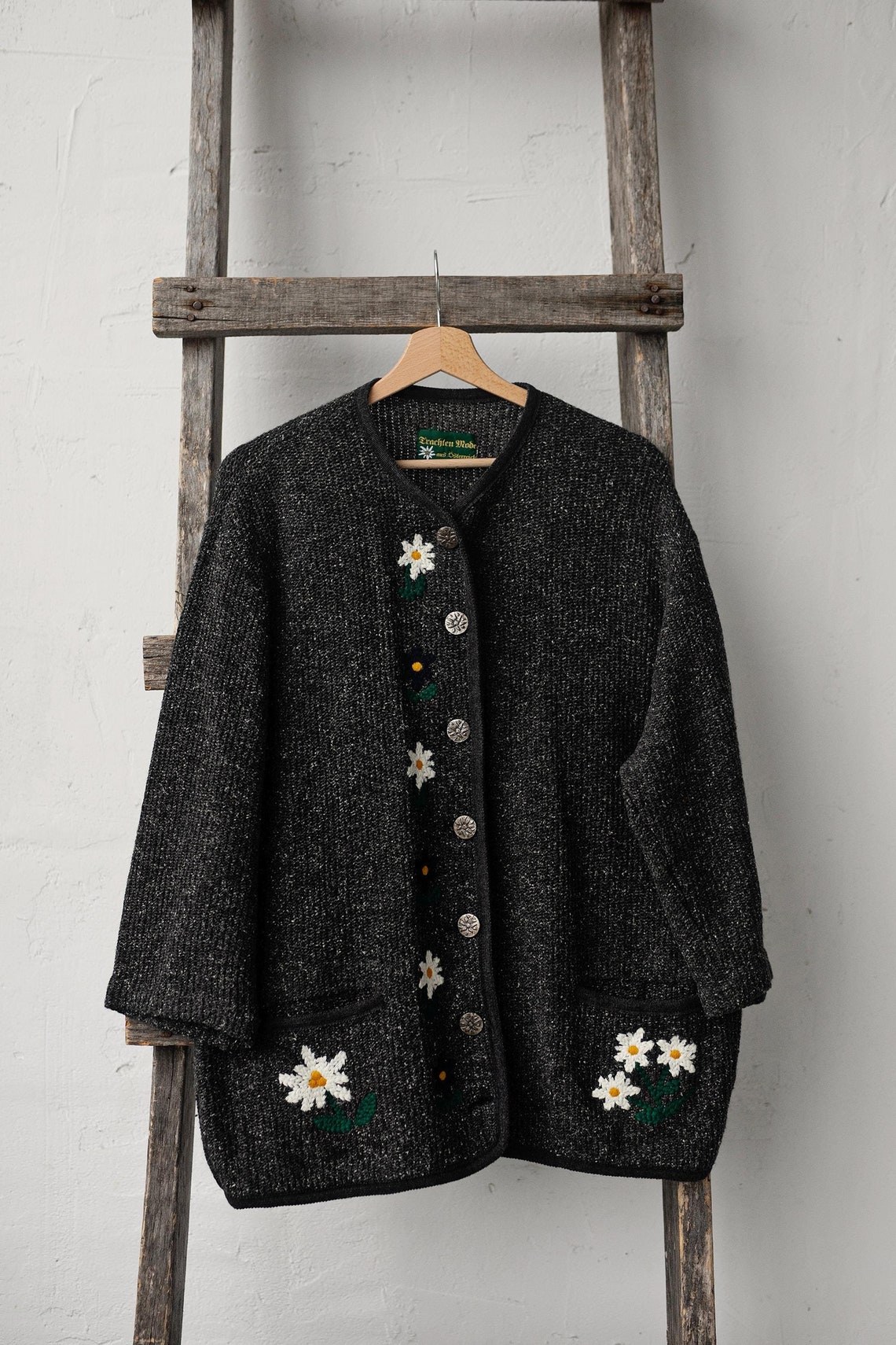 Vintage Austrian Wool Cardigan: Embroidered Trachten Jacket, Size L/XL ...