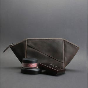 Leather Makeup Bag,leather Cosmetic Pouch,makeup Bag Women,makeup Pouch ...