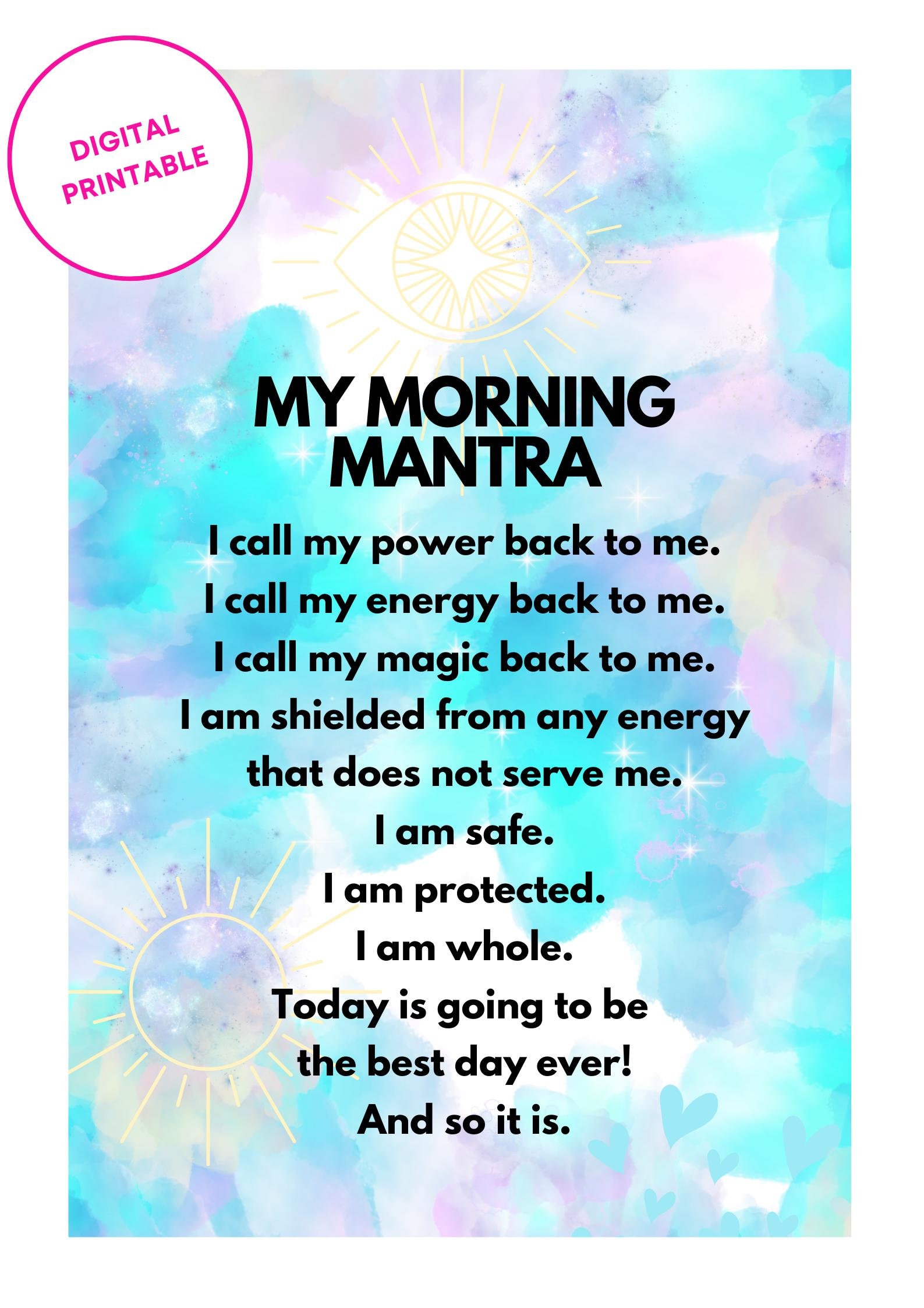 My Morning Mantra digital Printable A3 Portrait Poster, Uplifting ...